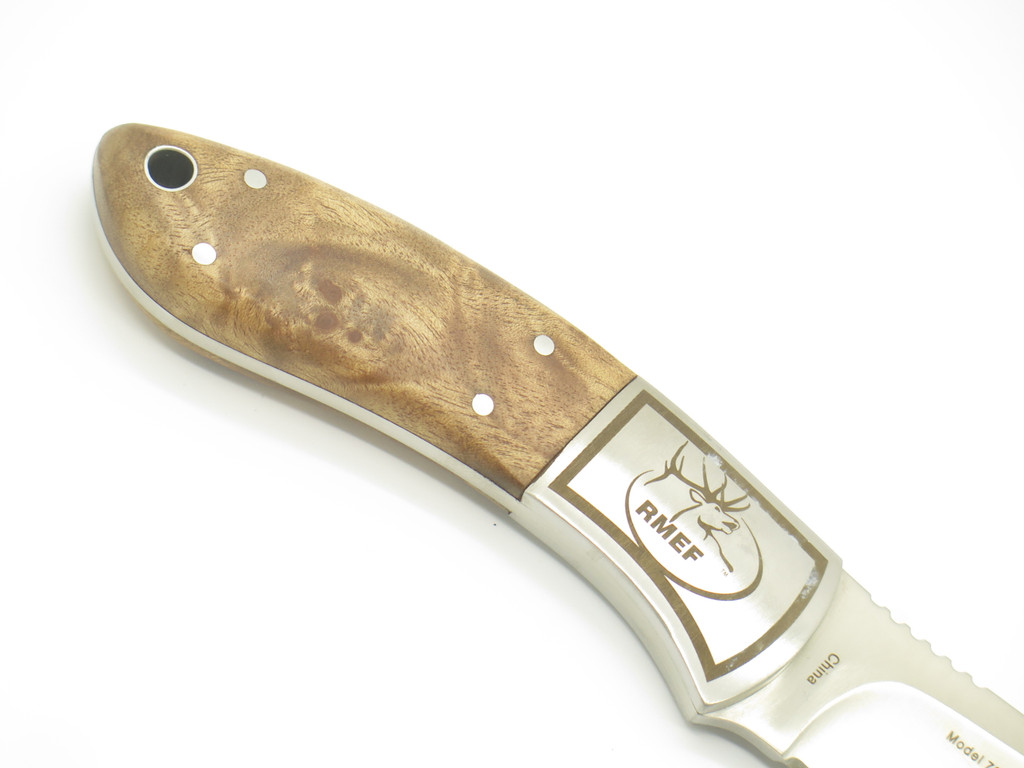 Browning 780 RMEF 6.75" Fixed Wood Stainless Hunting Knife & Sheath ...
