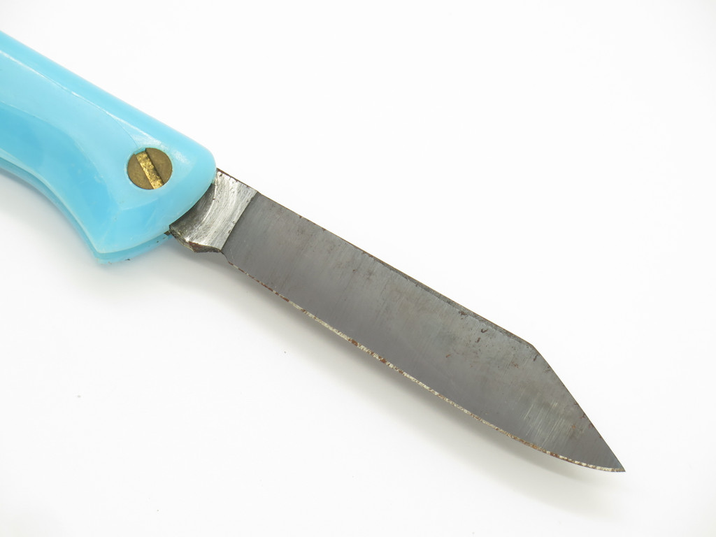 Vintage 1970s Explorer Seki Japan 4" Blue Handle Folding Pocket Knife ...