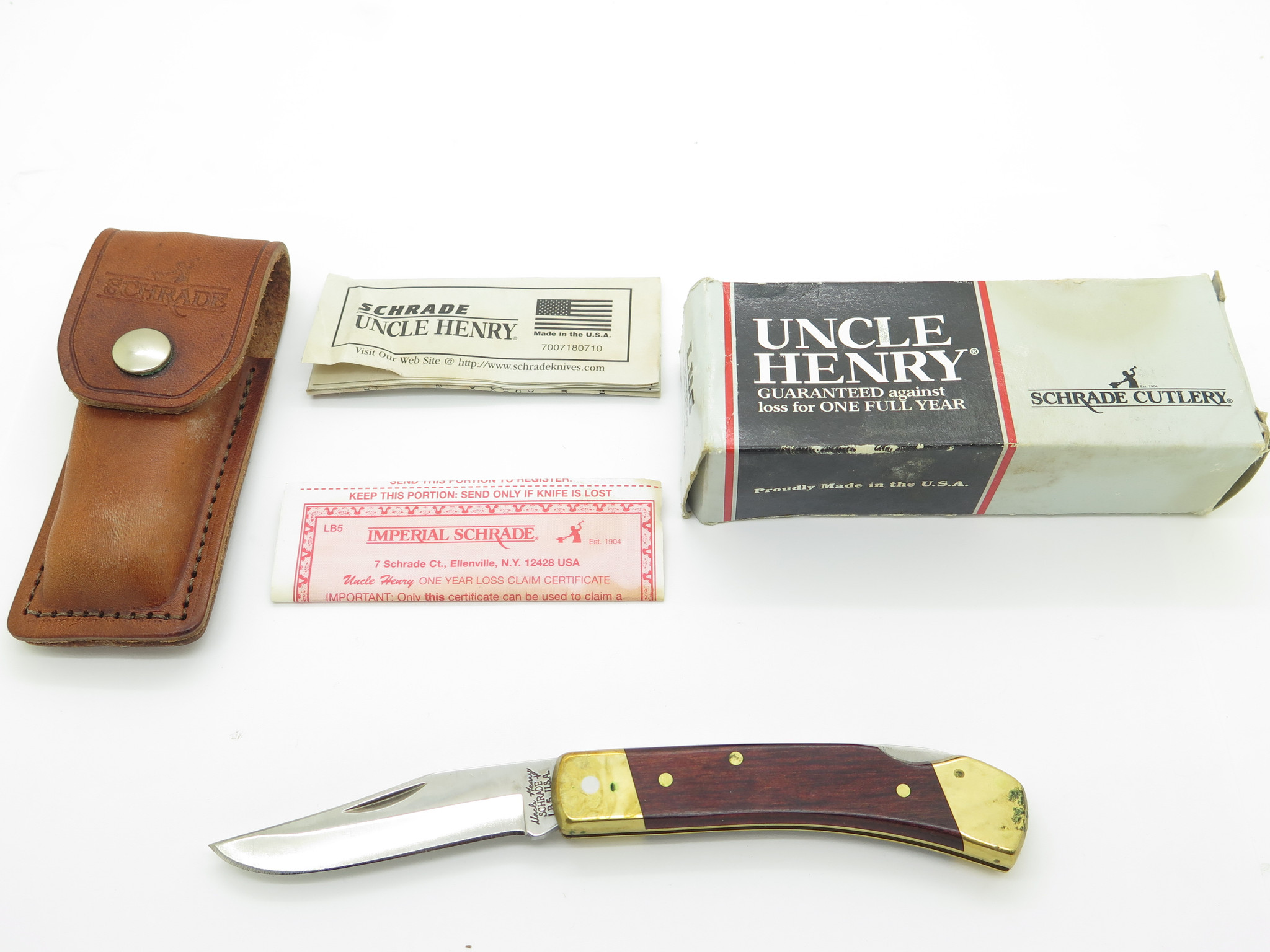Vintage Schrade Uncle Henry Smokey LB5 USA Wood Handle Lockback Pocket ...