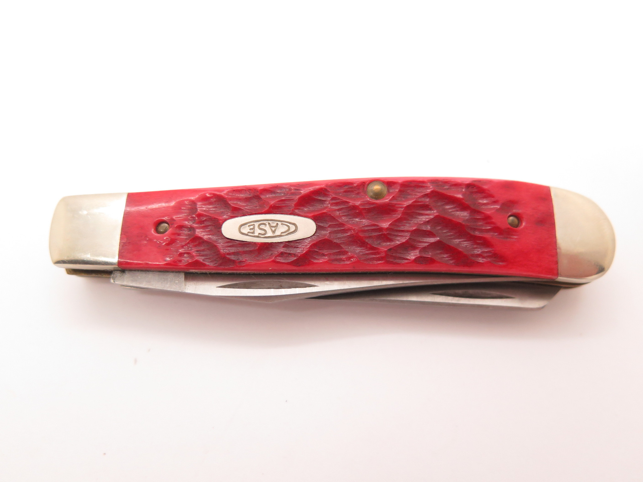Vintage 1991 Case XX DR6207 Red Jigged Bone Mini Trapper Folding Pocket ...