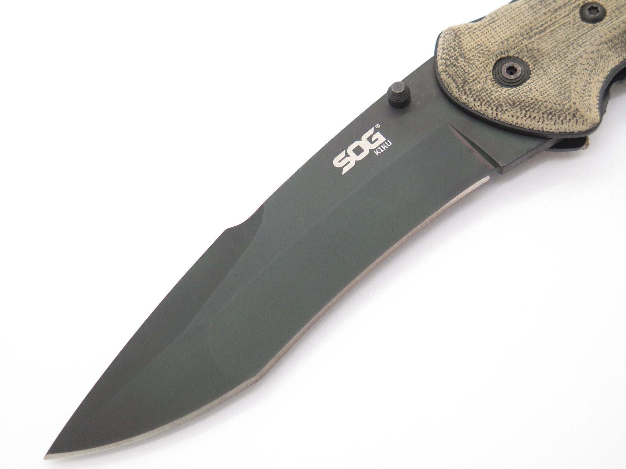 SOG Kiku Large Folding Hunter Black AUS-8 Tanto Folding Pocket Knife ...
