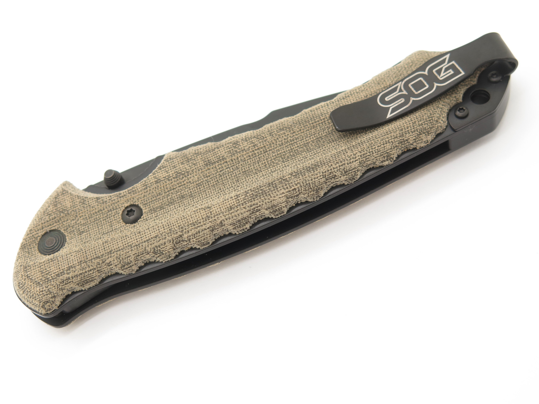 SOG Kiku Large Folding Hunter Black AUS-8 Tanto Folding Pocket Knife ...