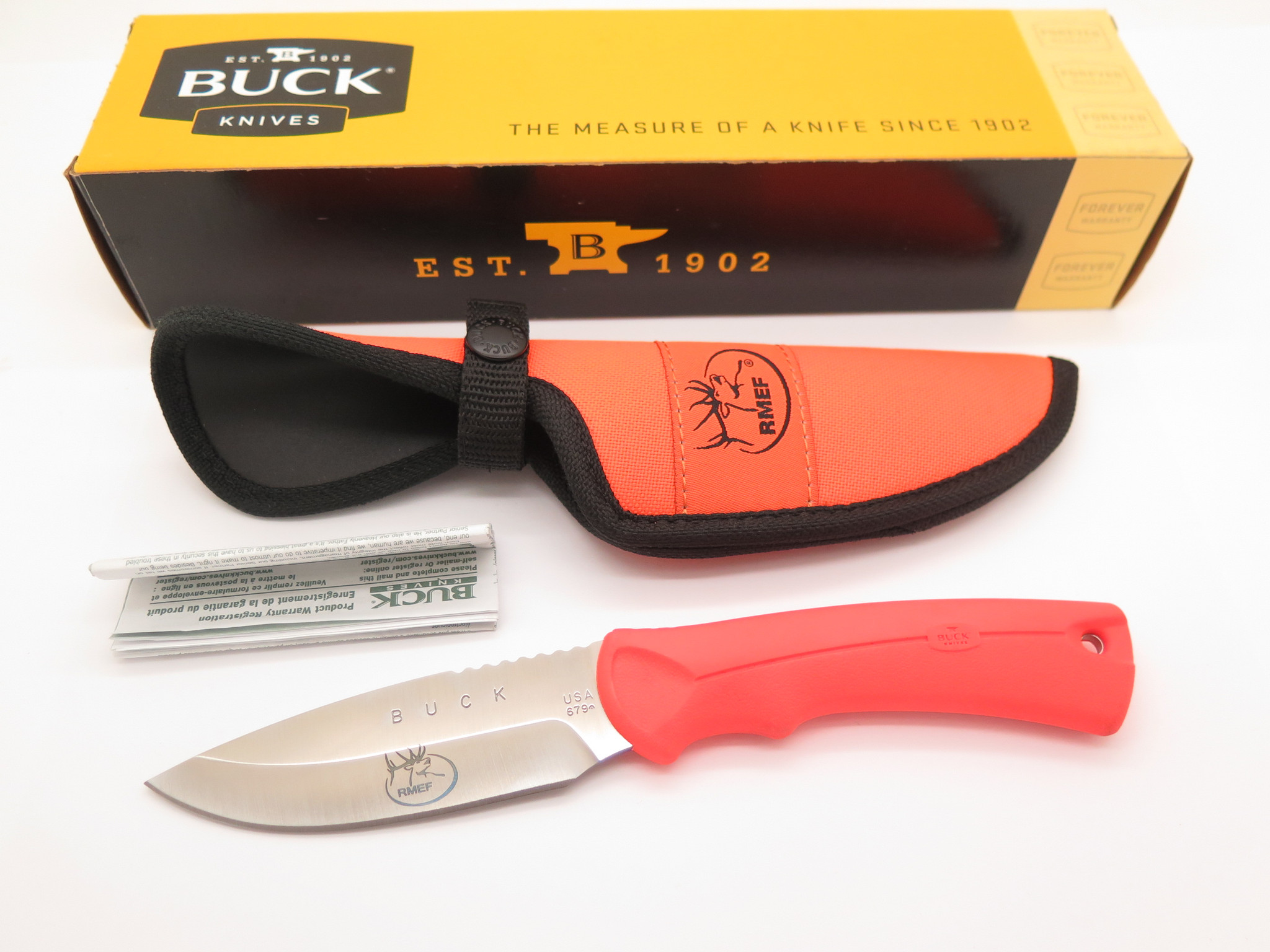Buck 679 Bucklite Max RMEF Hunter Orange Fixed Blade Hunting Knife ...