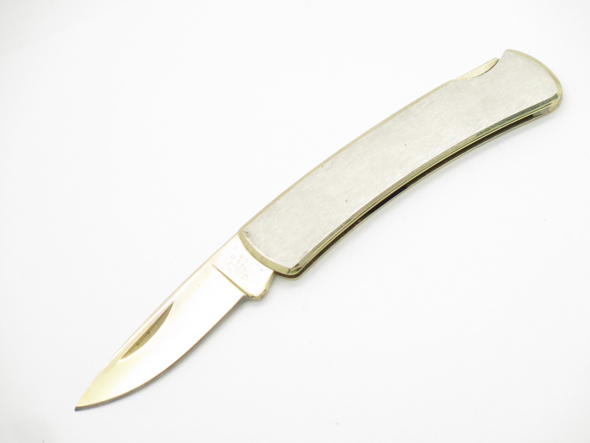 Vintage 1997 Buck 526 Gent Gold/Stainless 2.87" Lockback Folding Pocket ...
