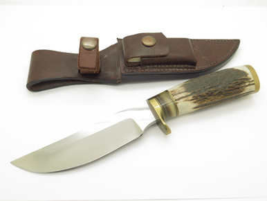 Vintage Custom Bob Lay Canada Handmade Stag Handle Fixed 5.5 Blade ...