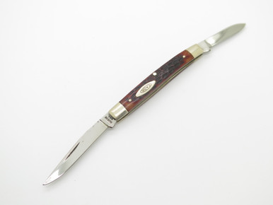 Vintage 1970 Case XX 6233 USA Jigged Red Bone Handle Folding Pocket Pen ...