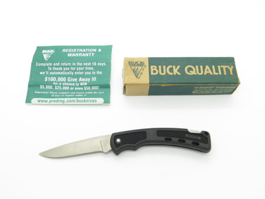 2000 Buck 444 Bucklite Lightweight Black Handle Lockback Folding Pocket ...