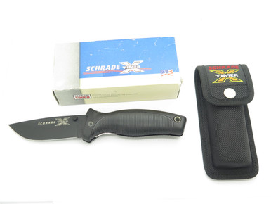Vtg Schrade USA XT7B X Timer 5" Black Handle Folding Hunter Liner Lock ...