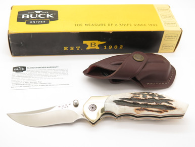 Buck 419 Kalinga Pro S30V Custom Stag Handle Folding Hunter Knife ...