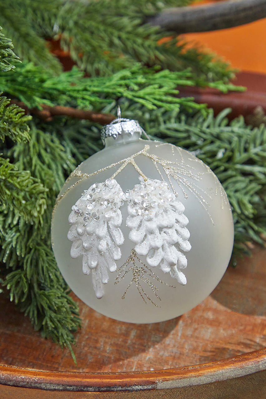 4" Glass Jewel Pine Cone Ball Ornament - Decorator's Warehouse