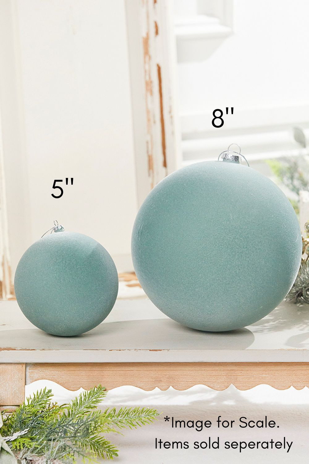 8" Ball Ornament - Frost Green - Decorator's Warehouse