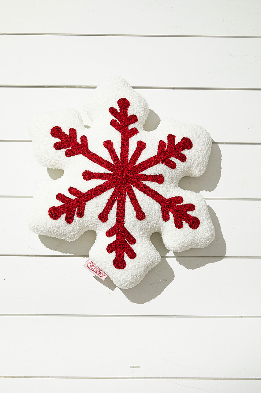 Embroidery Snowflake Pillow - Red - Decorator's Warehouse