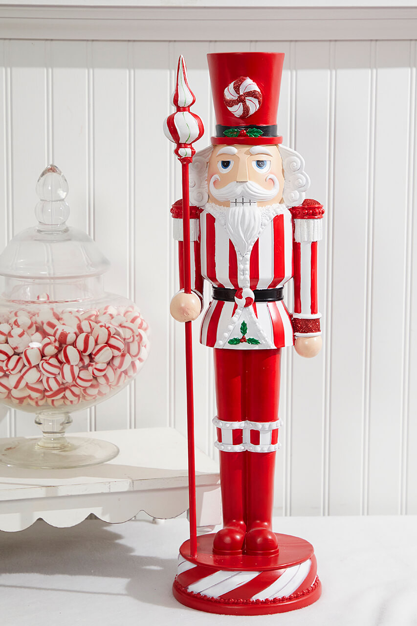 24" Resin Peppermint Nutcracker - Decorator's Warehouse