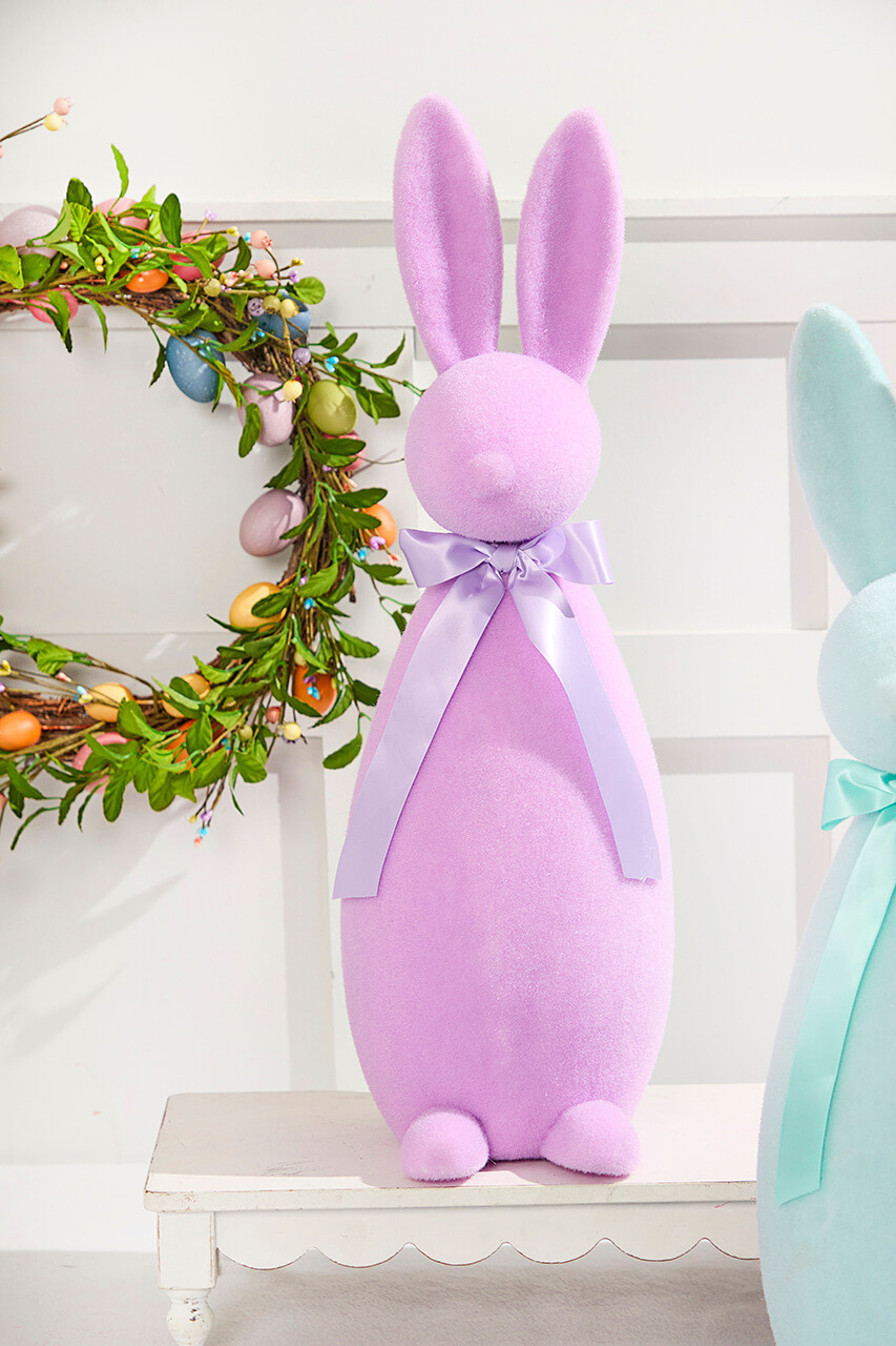 26" Large Flocked Easter Bunnies - Decorator's Warehouse