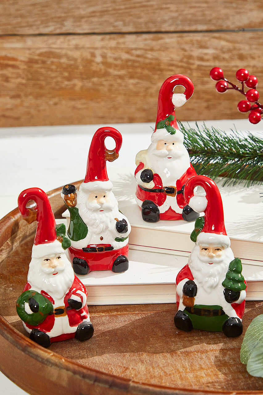 4" Dolomite Santa Bells - Decorator's Warehouse