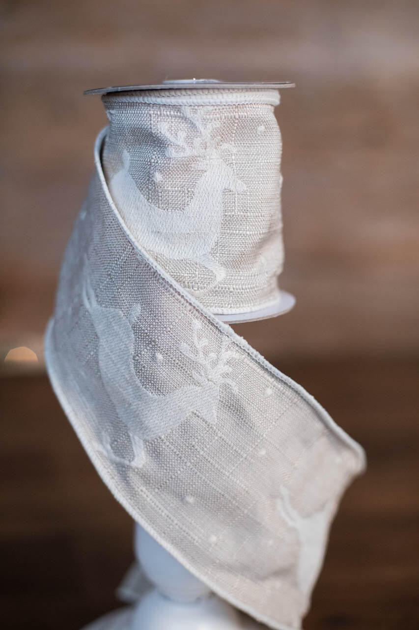 4” x 10 Yard Glittered Linen Ribbon - Decorator's Warehouse
