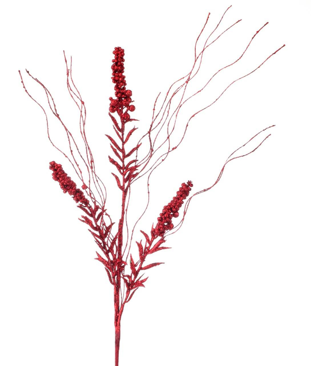 29” Navy Glitter Boxwood Berry Stick Spray - Decorator's Warehouse