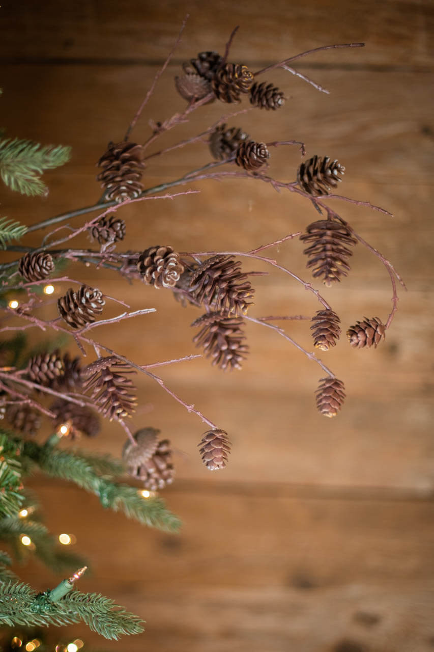 56” PE Bonzai Pine Hanging Spray - Cardinal Christmas Sprays