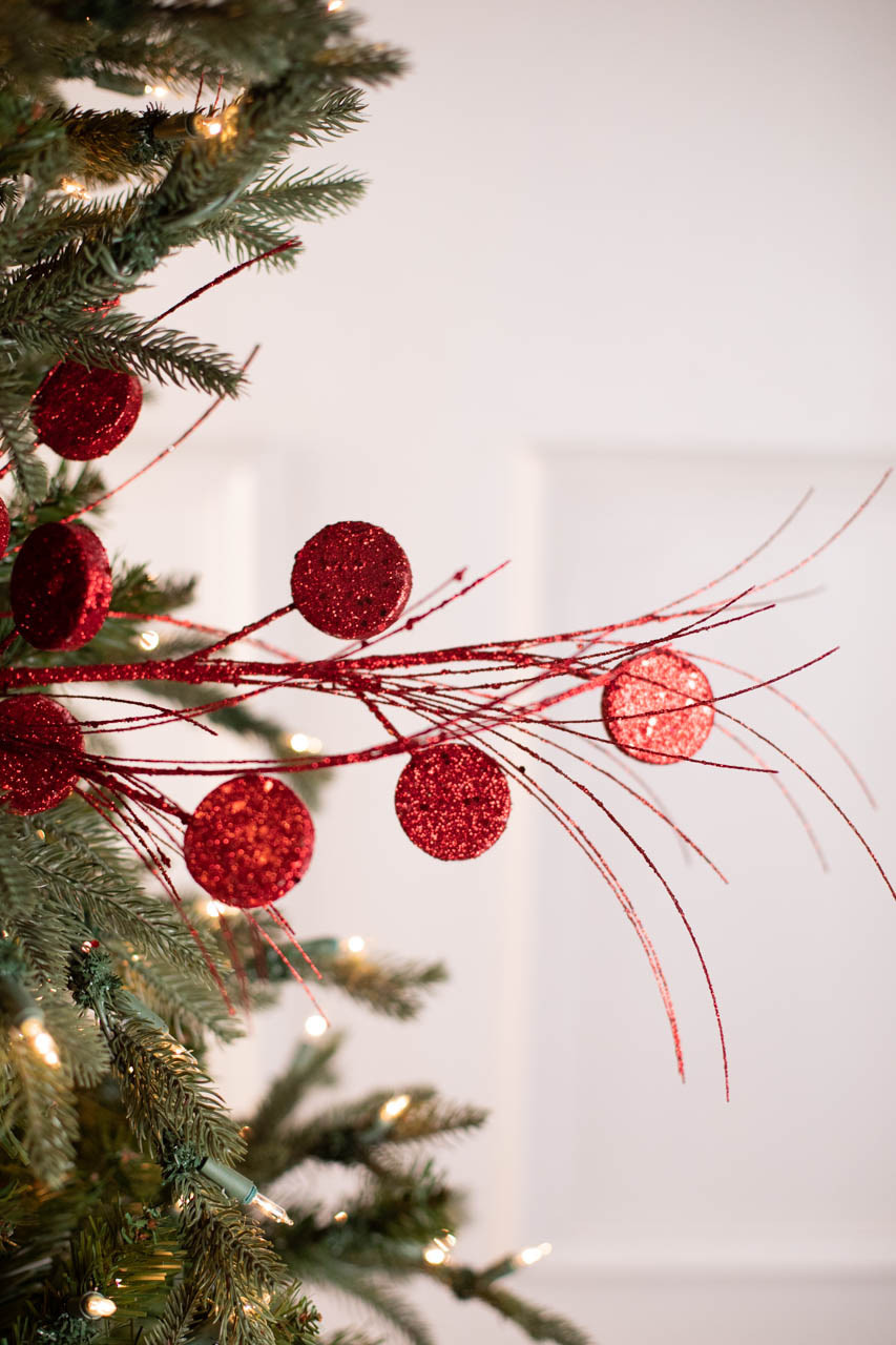 20.5” Red Glitter Christmas Light Bulbs Spray - Decorator's Warehouse