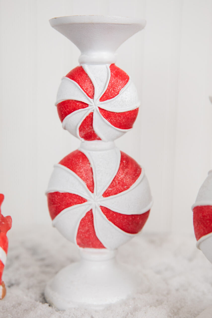 11.5” Resin Peppermint Candy Candle Holder - Decorator's Warehouse