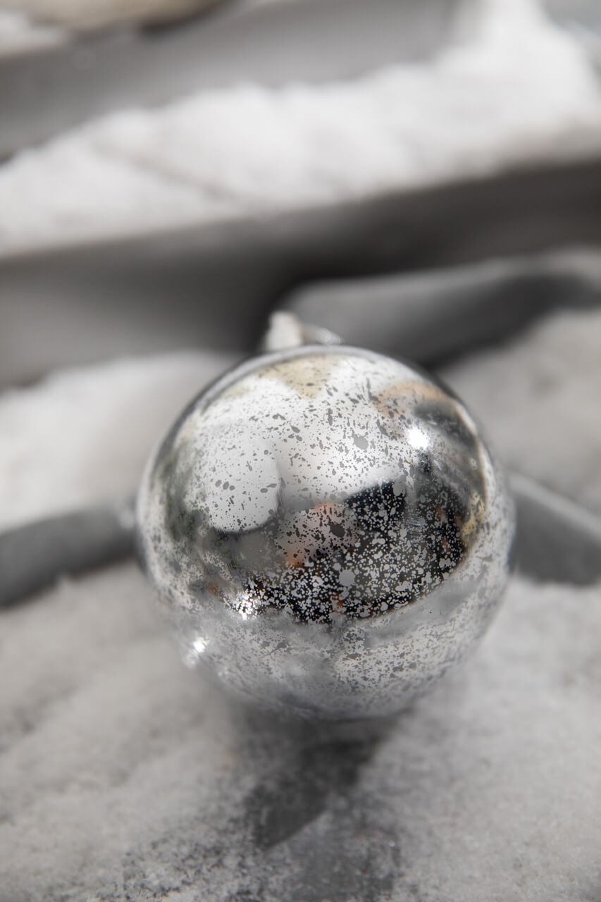 3.5” Silver Mercury Ball Ornaments - Set of 4 - Decorator's Warehouse