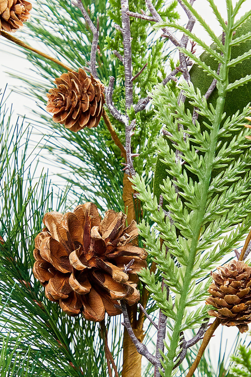 32” Mixed Pine & Magnolia Leaf Cone Spray - Decorator's Warehouse