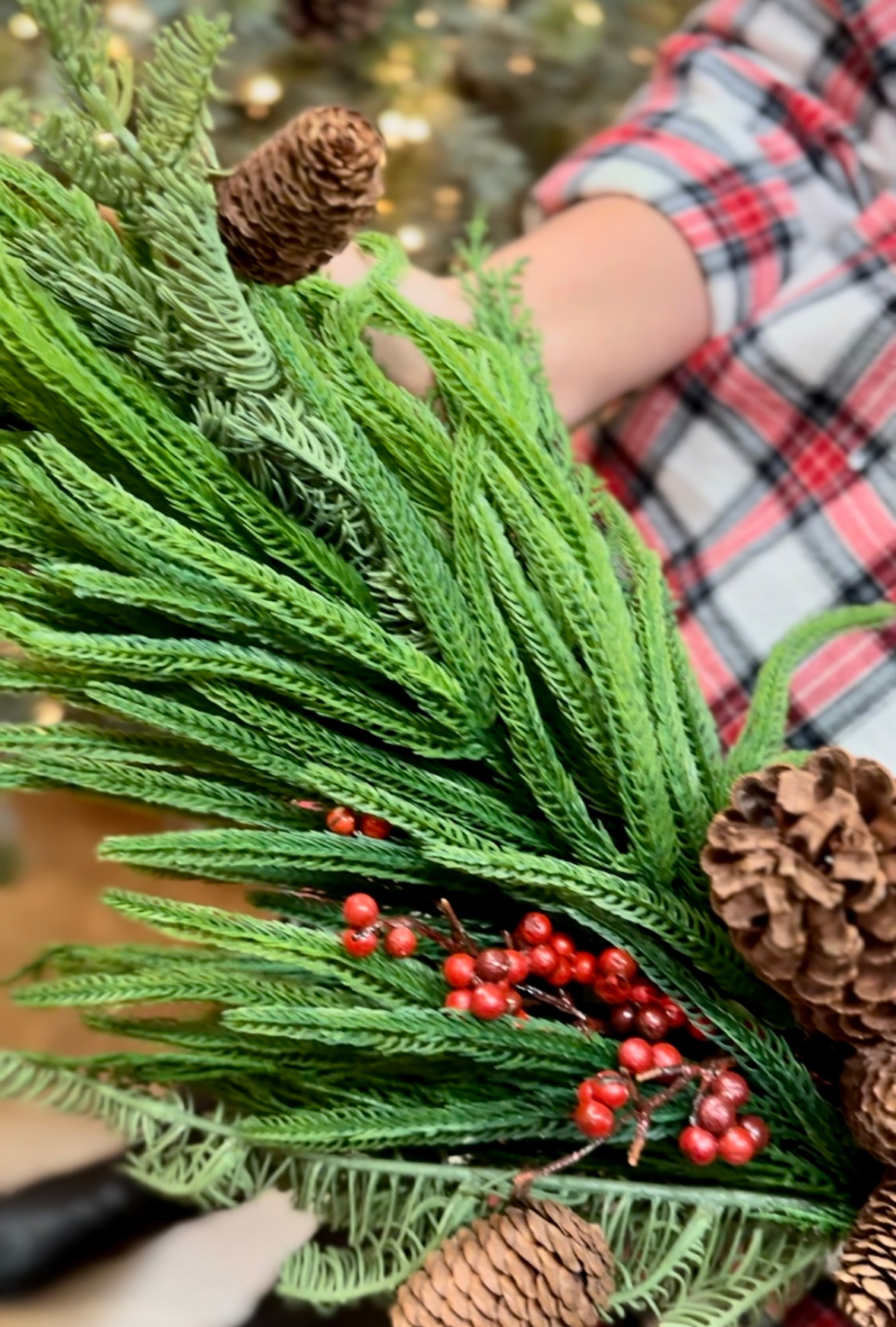 36” Real Touch Mixed Evergreen Berry Swag - Decorator's Warehouse