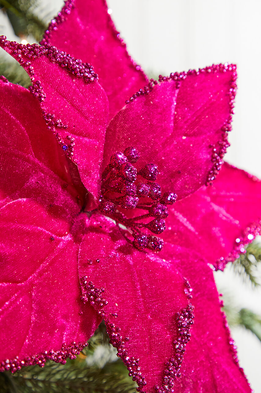19" x 12" Fuchsia Poinsettia Stem - Decorator's Warehouse