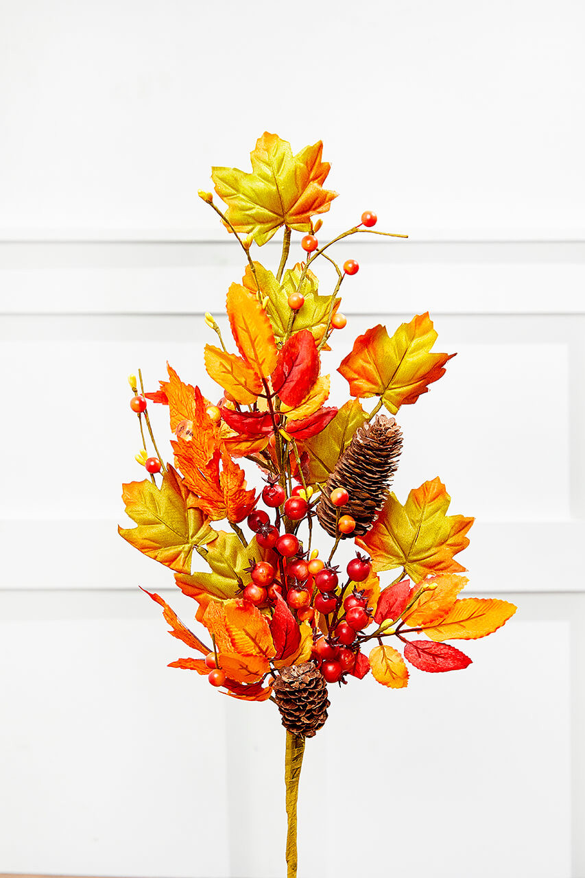 28" Fall Leaf Berry Cone Spray - Decorator's Warehouse