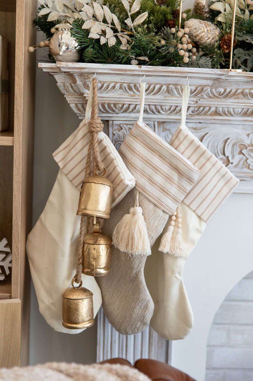Beige Burlap Stocking with Tassel - Decorator's Warehouse