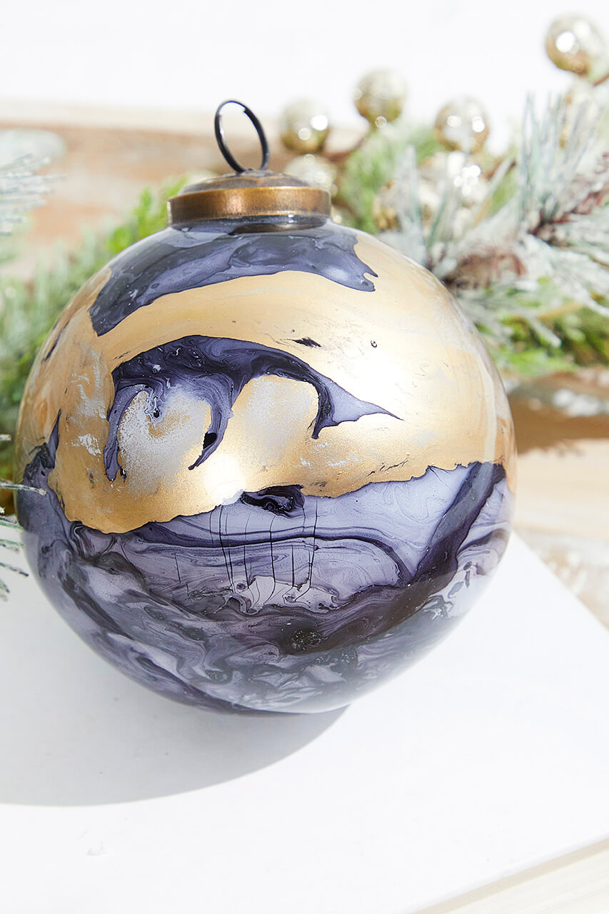 4 Blue And Gold Swirl Glass Ball Ornament Decorators Warehouse