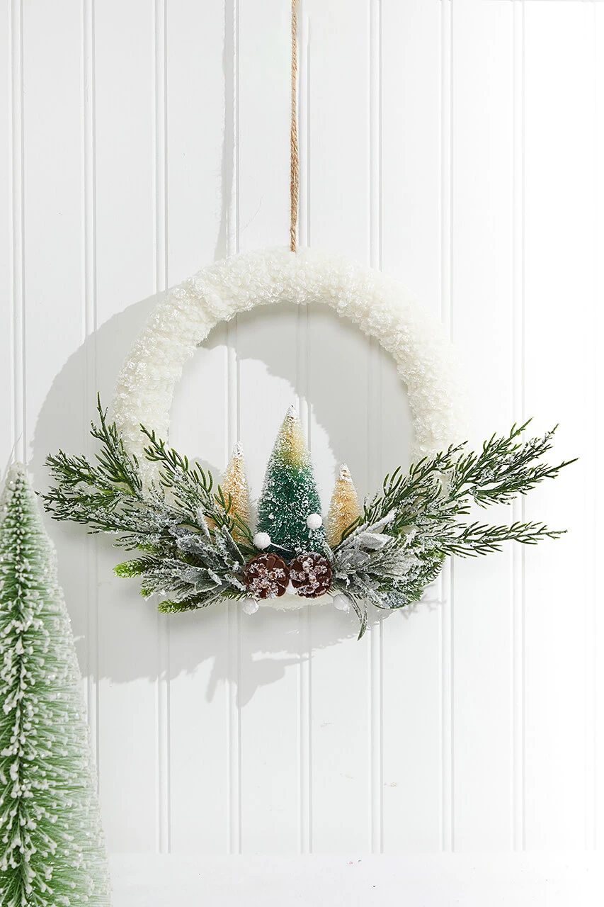 14"x10" Frosted Christmas Tree Wreath