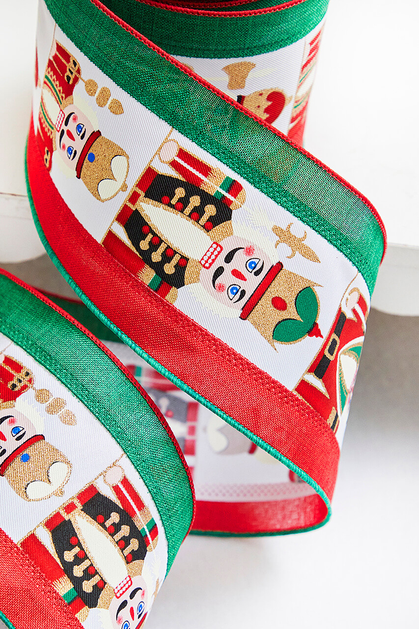 4" x 10 Yards Red/Green/White Nutcracker Ribbon - Decorator's Warehouse