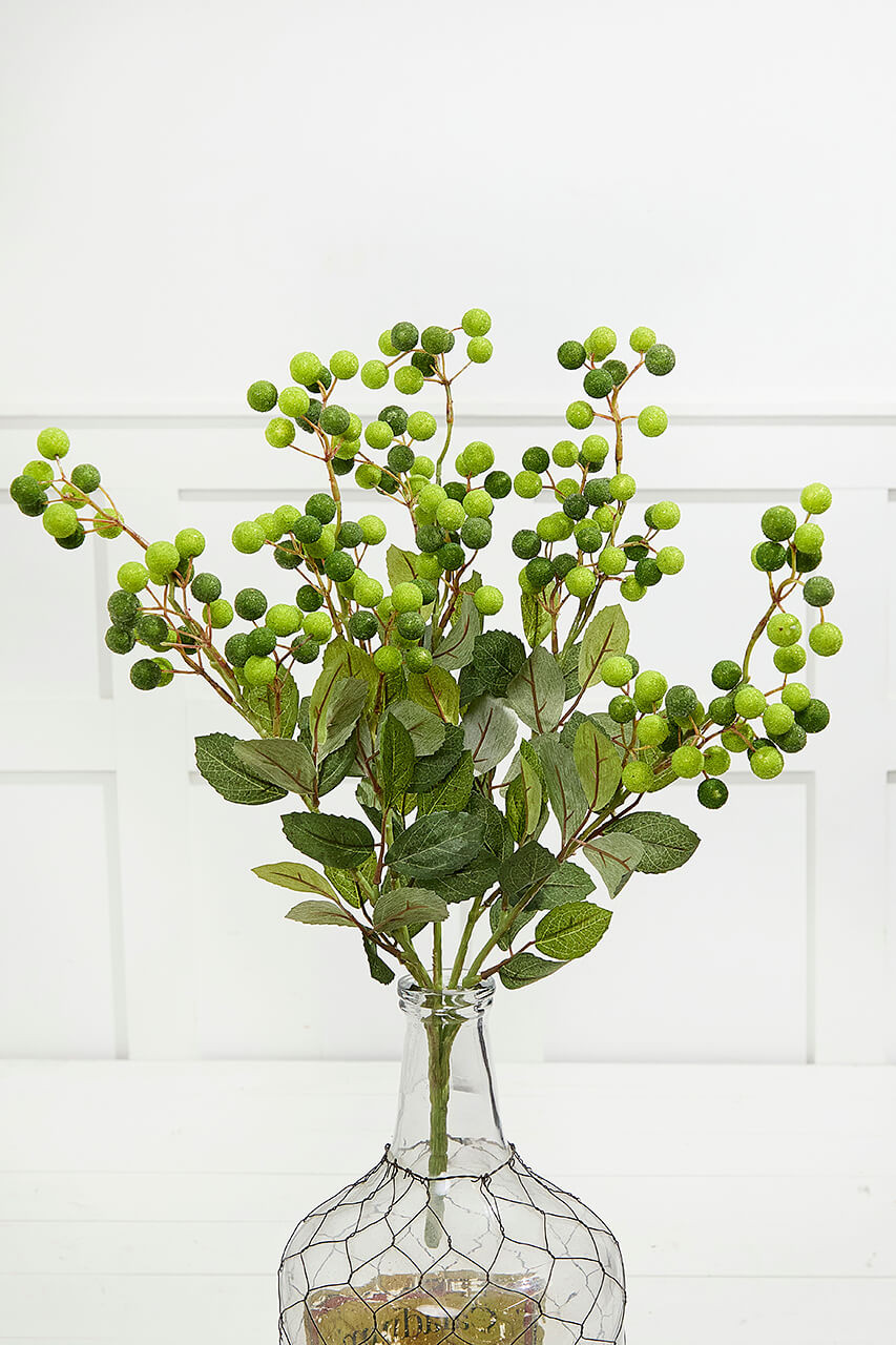 21" Beaded Berry Bush - Green - Decorator's Warehouse