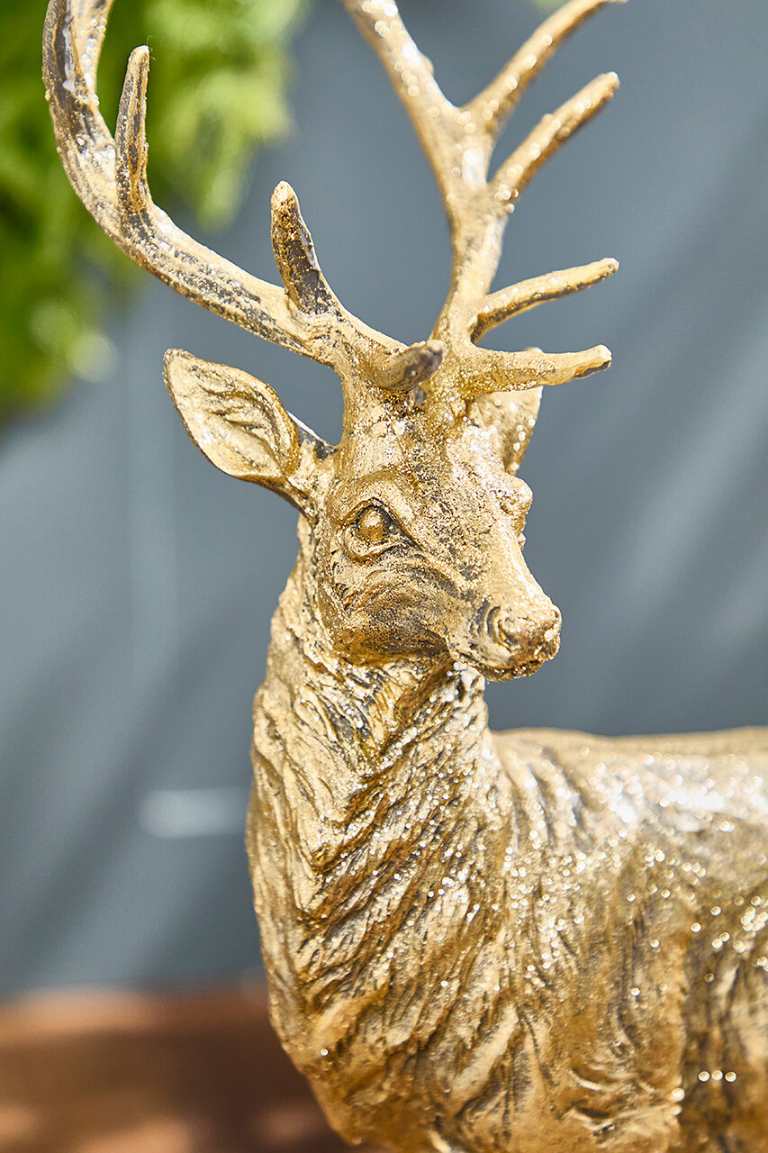 18" Resin Glitter Standing Deer - Decorator's Warehouse