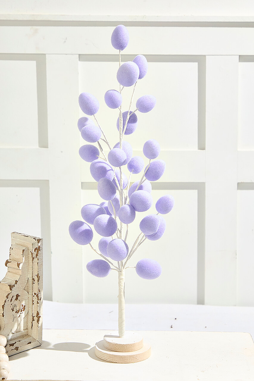 22.5" Colorful Flocked Egg Tree - Decorator's Warehouse
