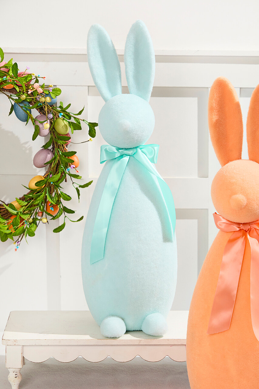 26" Large Flocked Easter Bunnies - Decorator's Warehouse