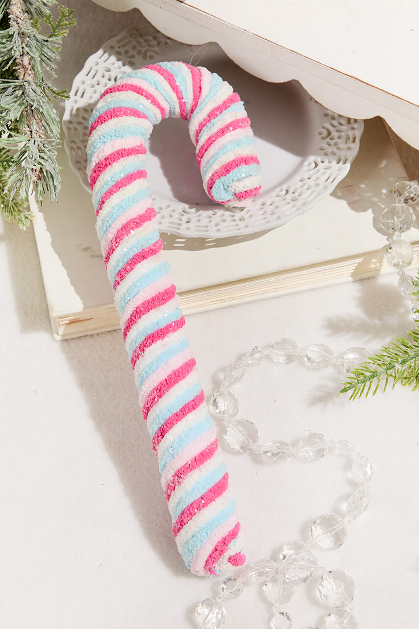 12" Chenille Sweets Candy Cane - Decorator's Warehouse