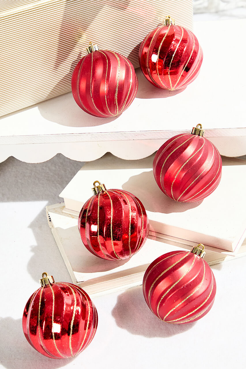 3" Red Shatterproof Boxed Set of 6 - Decorator's Warehouse