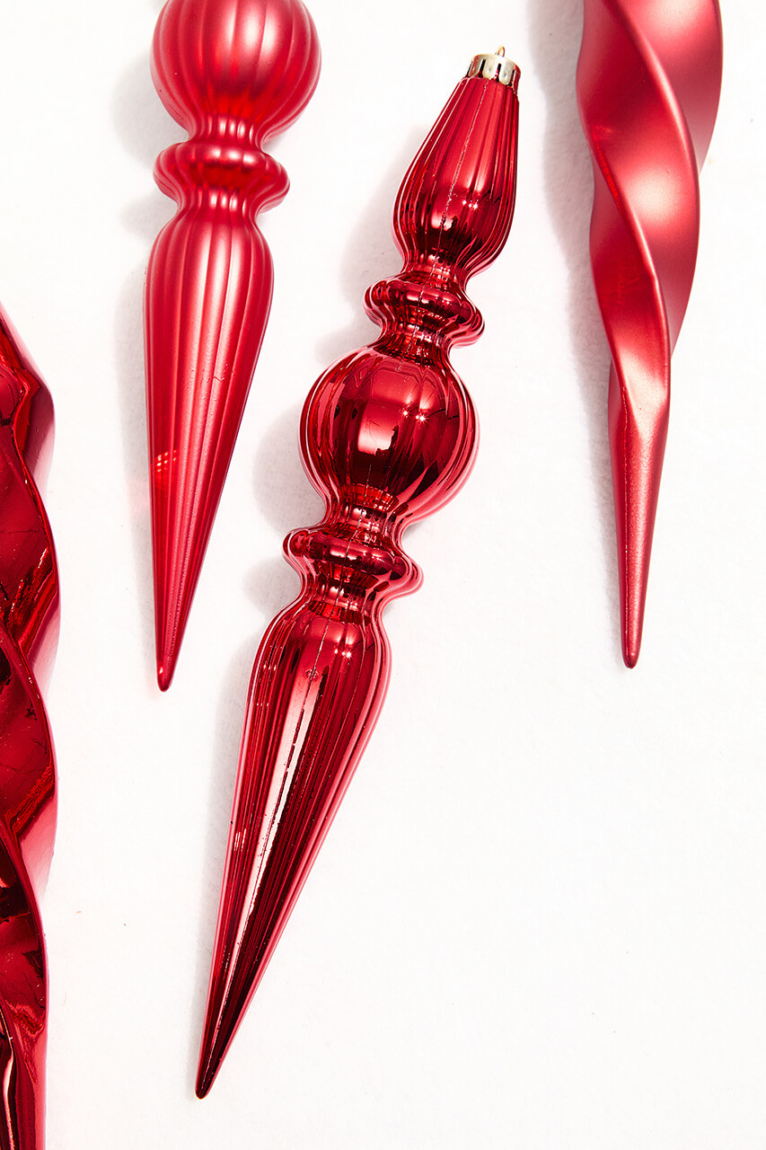 12" Red Finial Boxed - Set of 4 - Decorator's Warehouse