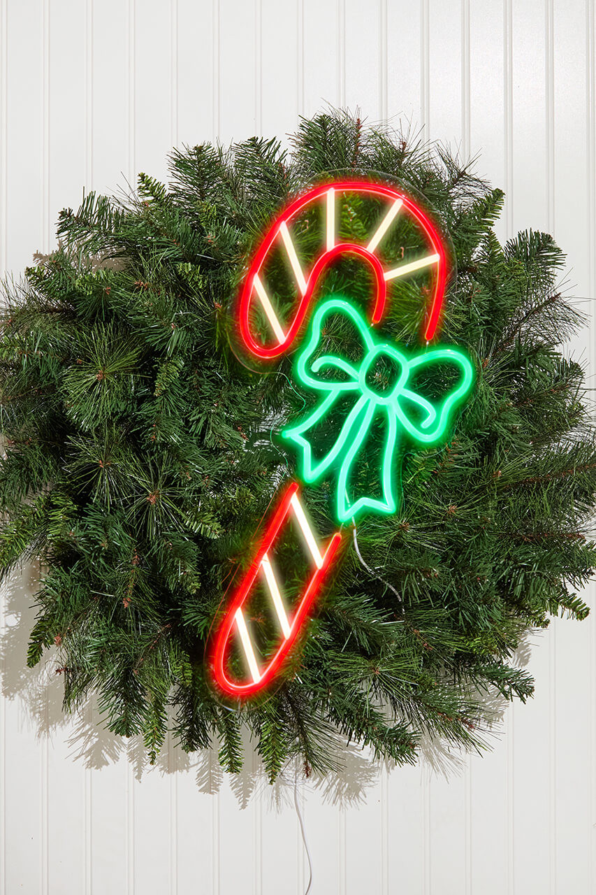 23.2"H Candy Cane Lighted Sign W/USB Switch With Dimmer - Decorator's ...
