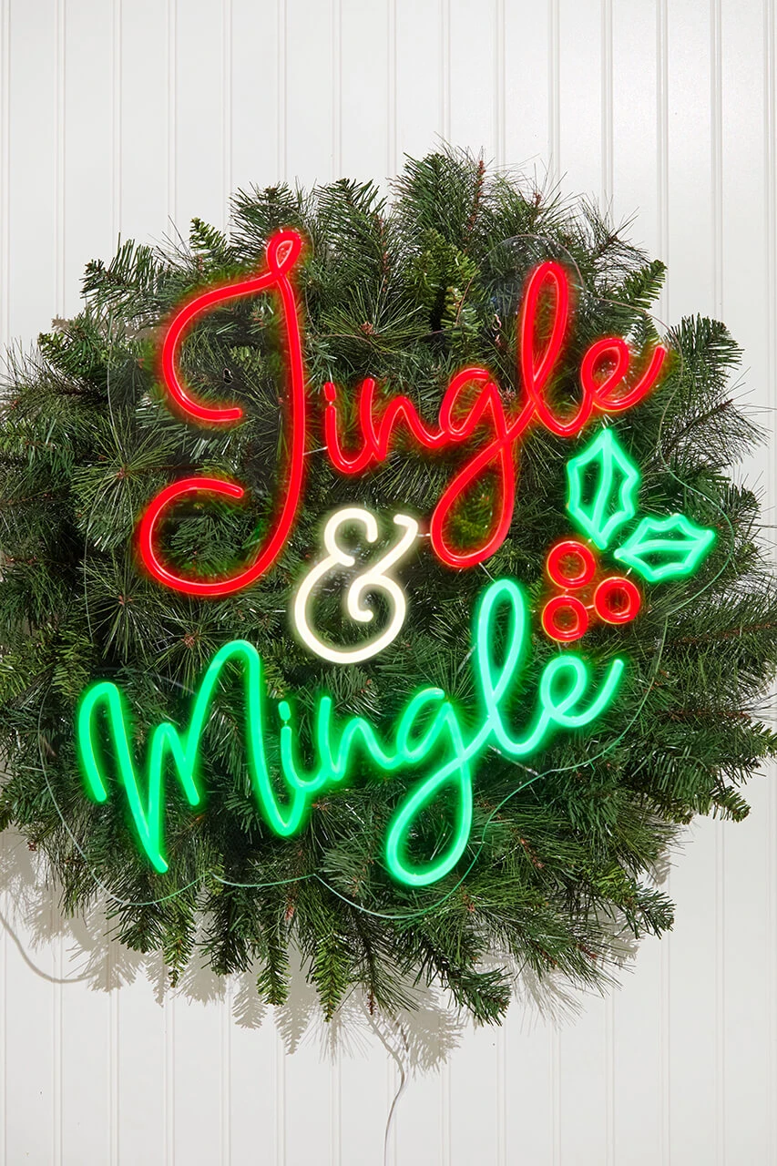 23.1" Jingle & Mingle Lit Neon Sign - Decorator's Warehouse