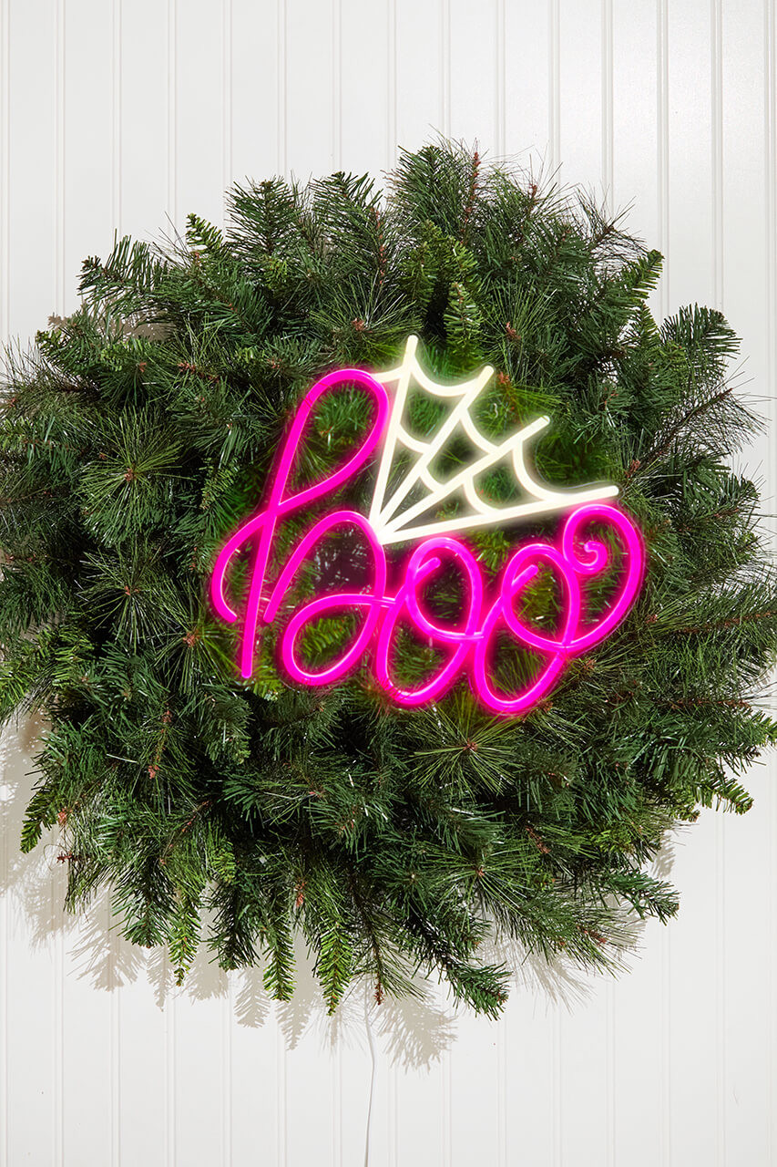 14.2" Boo Hanging Lighted Rechargeable Sign - Decorator's Warehouse
