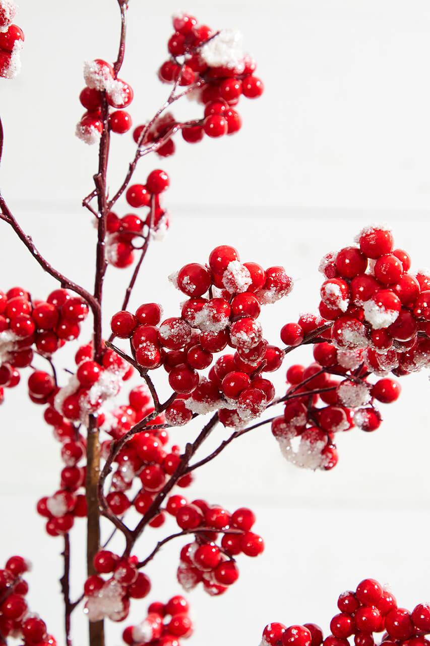 30” Snow Berry Christmas Sprays - Cardinal Christmas Sprays