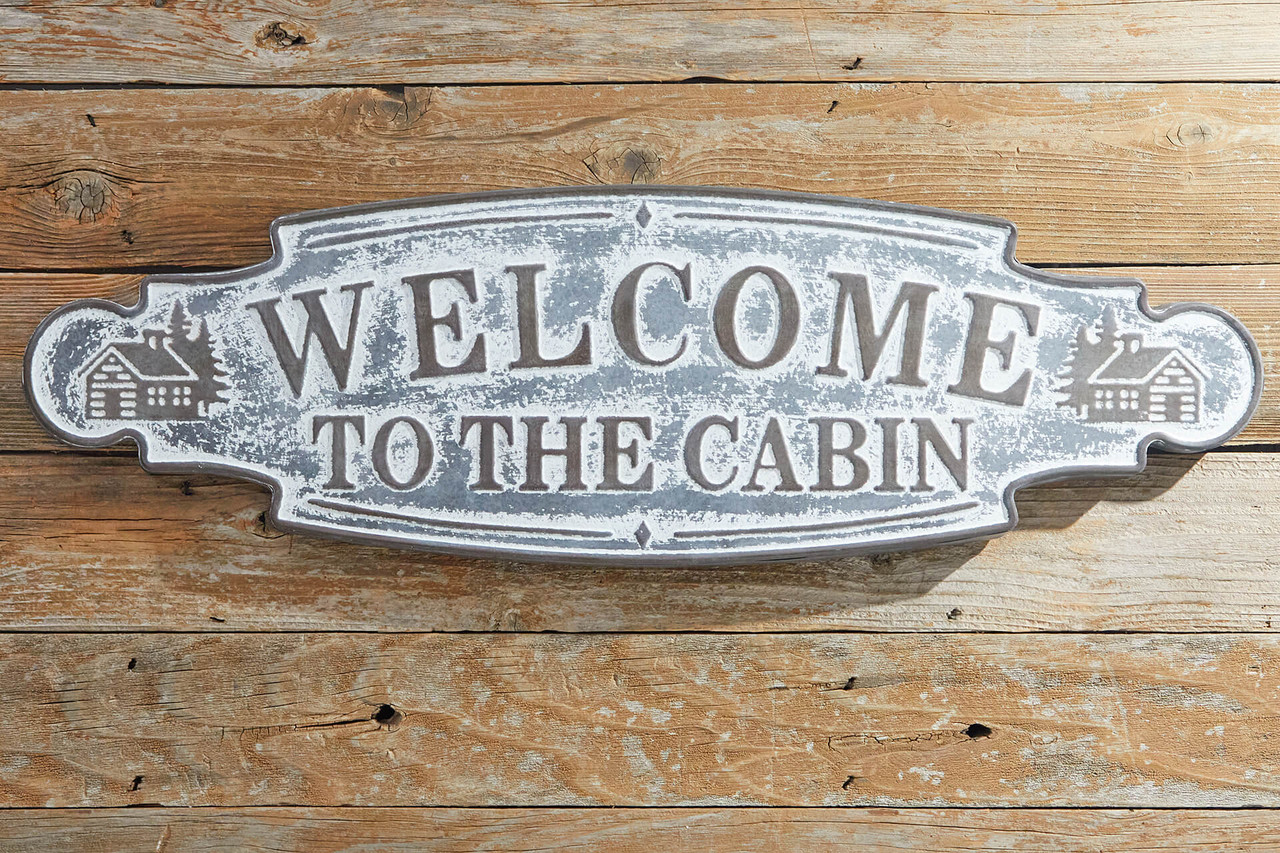 36” Metal Welcome To The Cabin Wall Sign - Decorator's Warehouse