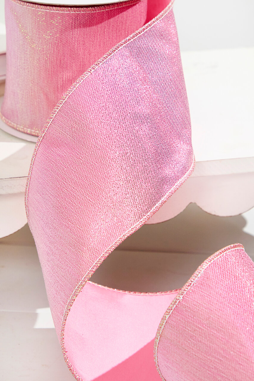 4” x 5 Yard Pink Splash with Fused Tissue Back Ribbon