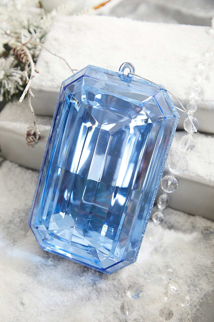 8" Holiday Blue Jewel Ornament - Decorator's Warehouse