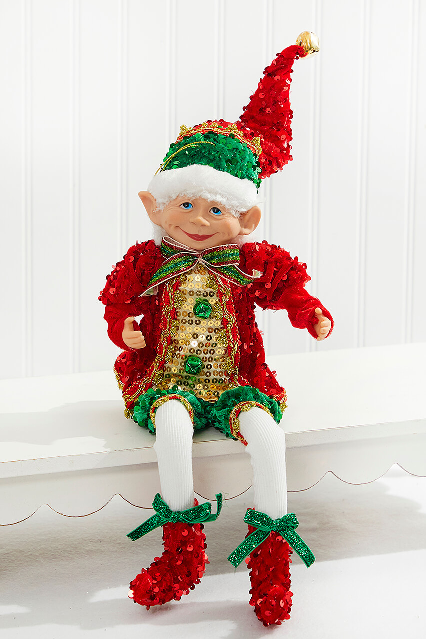 17" Sequin Bendable Elf - Decorator's Warehouse
