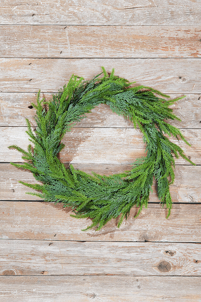 30” Natural Touch Cedar Wreath - Decorator's Warehouse