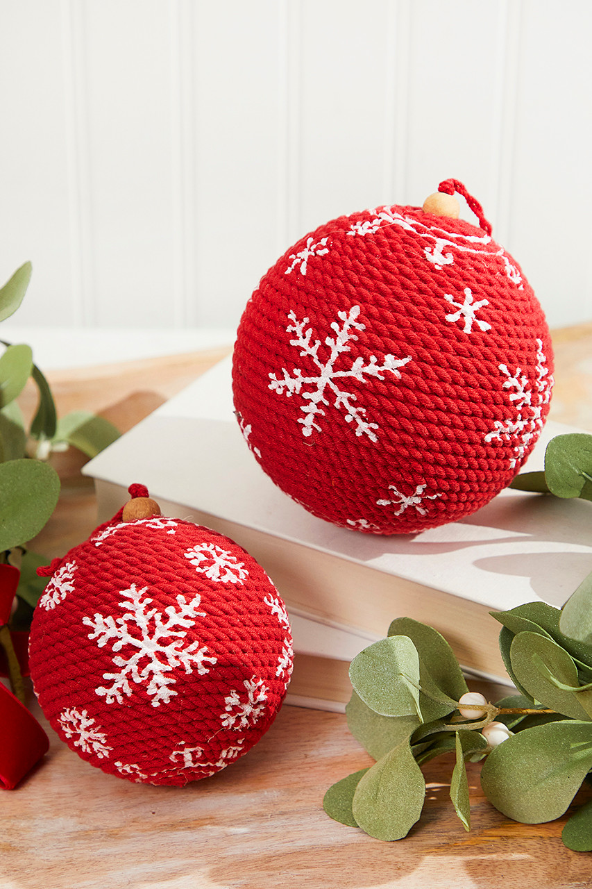 4"-5" Red Cotton Snowflake Ornament - Decorator's Warehouse